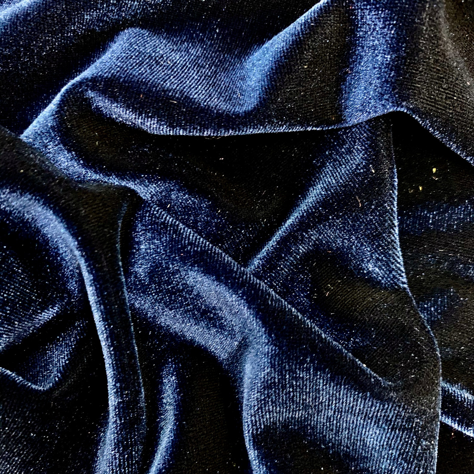 Princess NAVY BLUE Polyester Spandex Stretch Velvet Fabric for | Etsy