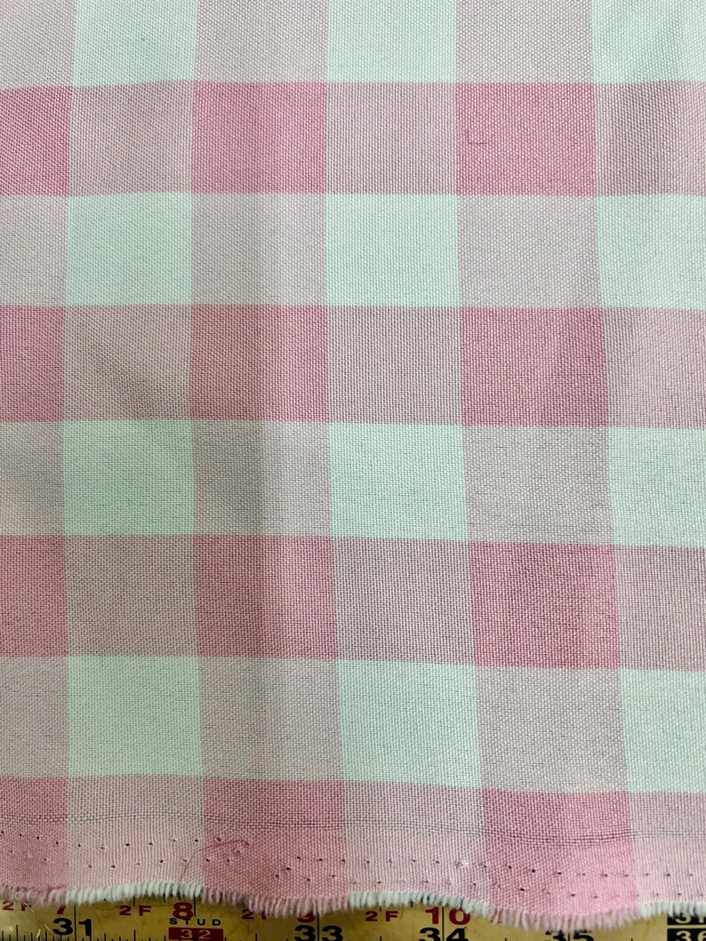 Camille PINK 1" Big Checkered Gingham Pattern Poly Poplin Fabric by the ...