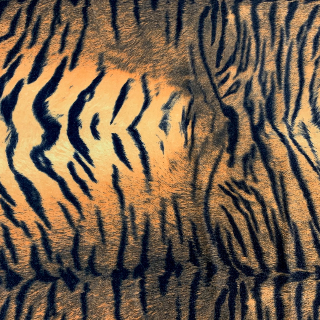 Dana BLACK CAMEL Tiger Pattern Polyester Stretch Velvet Fabric by the ...