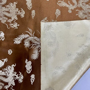 Arisa BROWN Dragon Brocade Chinese Satin Fabric for Cheongsam/qipao ...