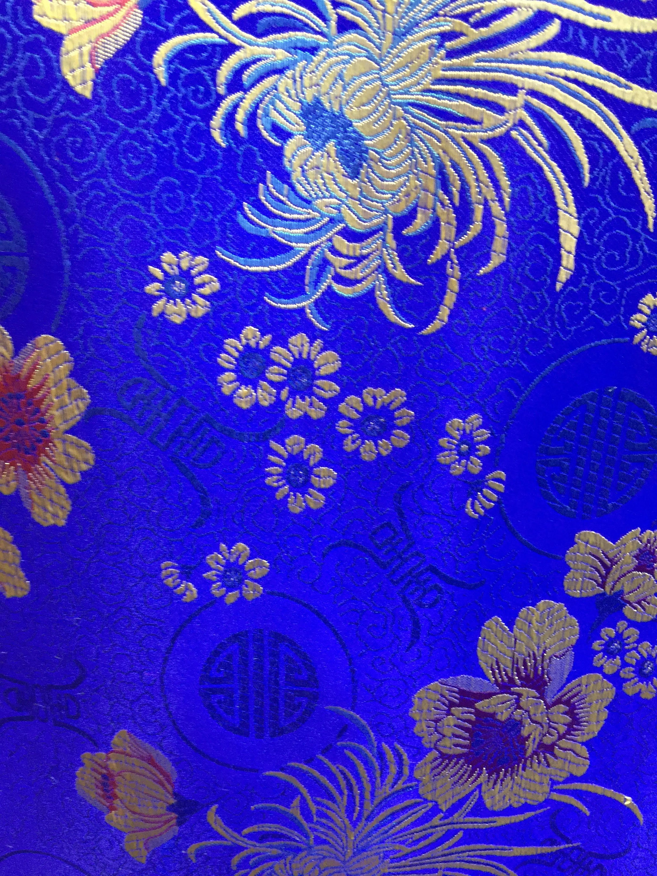 Kate ROYAL BLUE Floral Brocade Chinese Satin Fabric by the Yard - 10037 ...