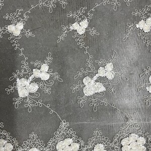 Andrea IVORY 3D Floral Matte Corded Embroidery on Mesh Lace Fabric by ...