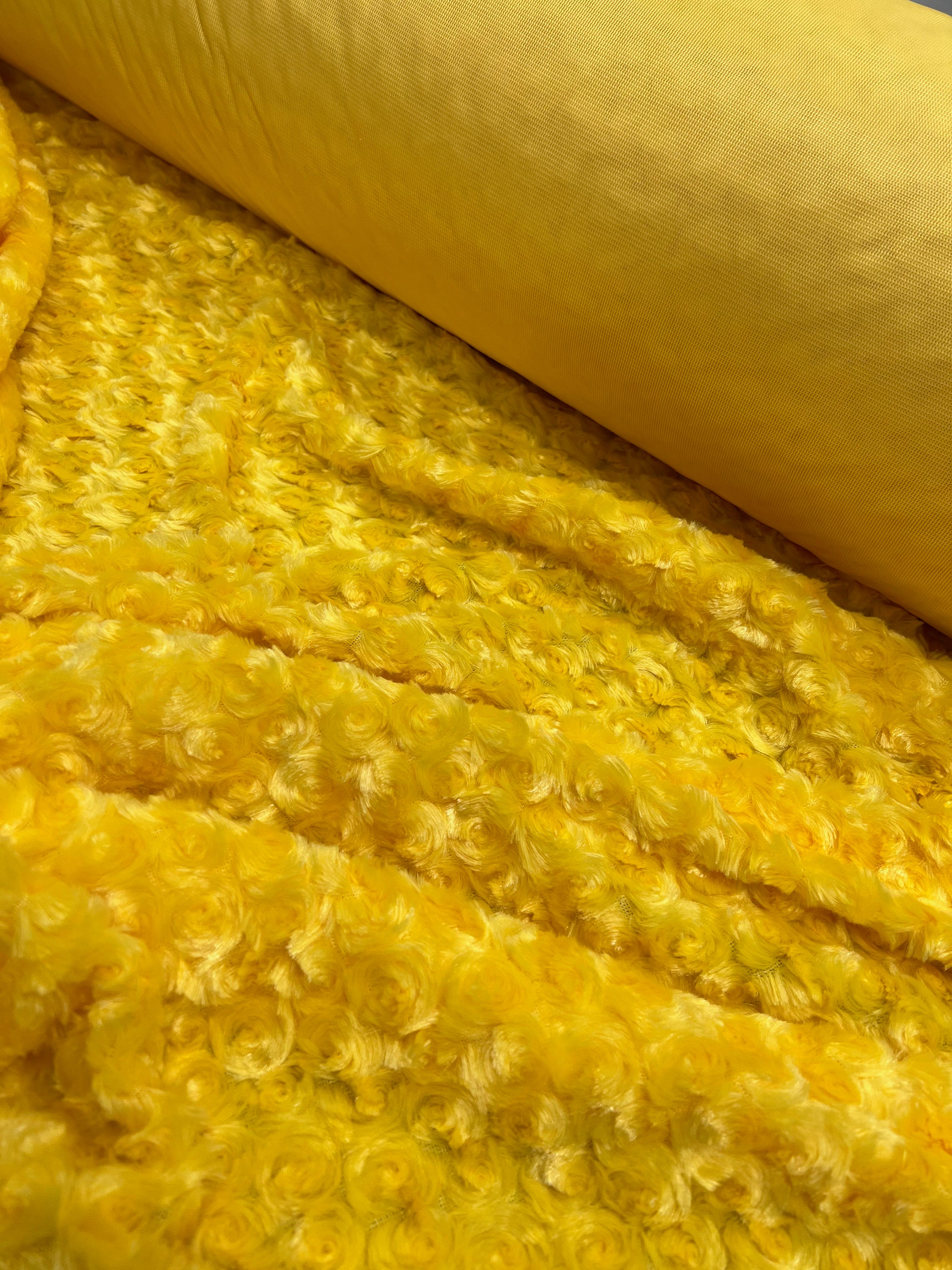 Ruth YELLOW Cuddle Minky Rosette Soft Faux Fur Fabric by the Yard ...