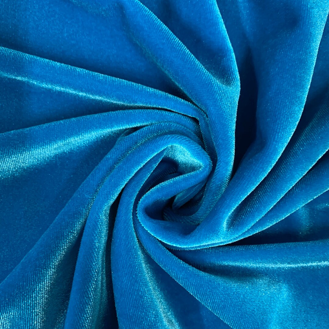 Princess TURQUOISE BLUE Polyester Spandex Stretch Velvet Fabric by the ...