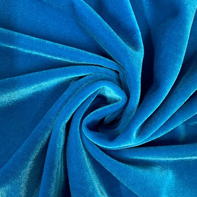 Princess TURQUOISE BLUE Polyester Spandex Stretch Velvet Fabric by the ...