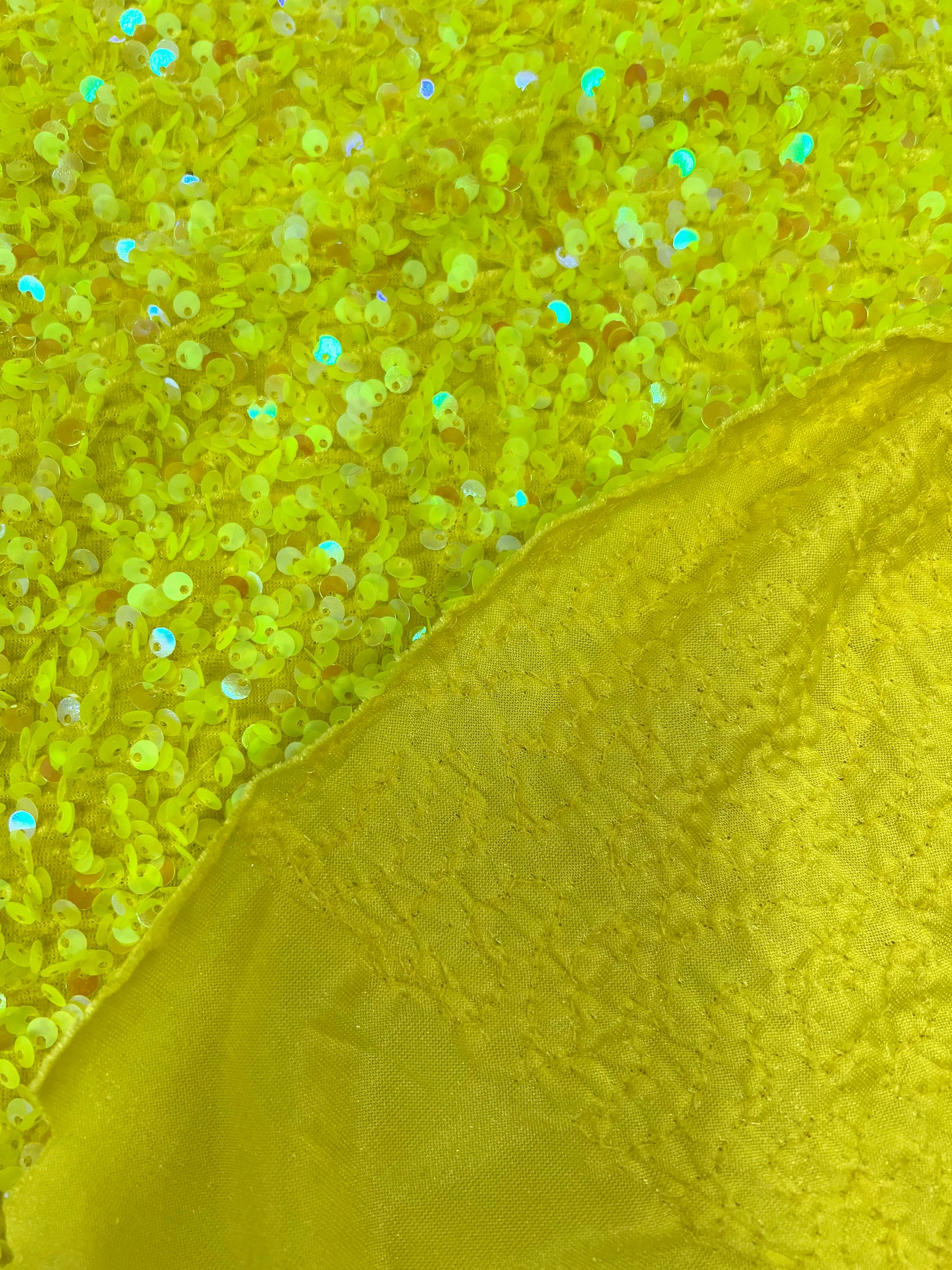 Stephanie YELLOW Sequins on YELLOW Stretch Velvet Fabric by - Etsy