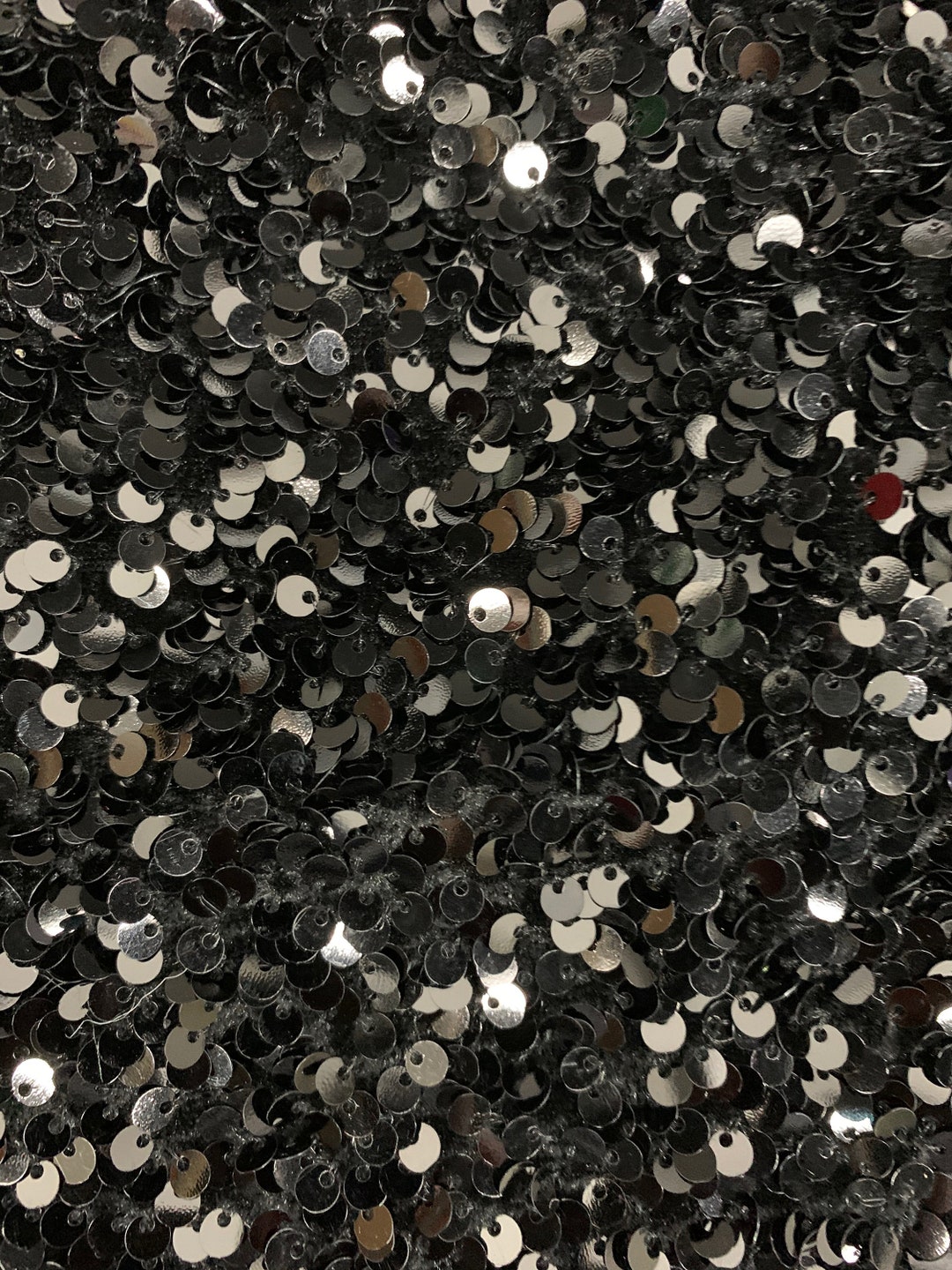 Stephanie BLACK Overlap Sequins on BLACK Stretch Velvet Fabric by the ...