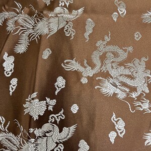 Arisa BROWN Dragon Brocade Chinese Satin Fabric for Cheongsam/qipao ...