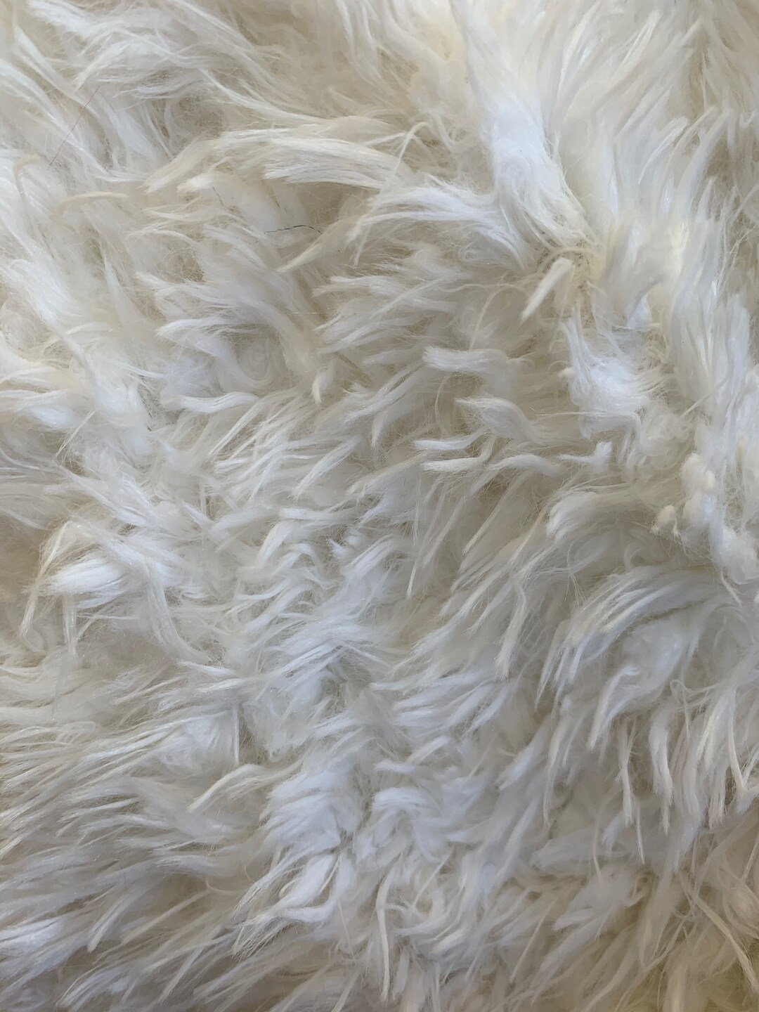 Poppy WHITE Flokati Mongolian Short Pile Soft Faux Fur Fabric for ...
