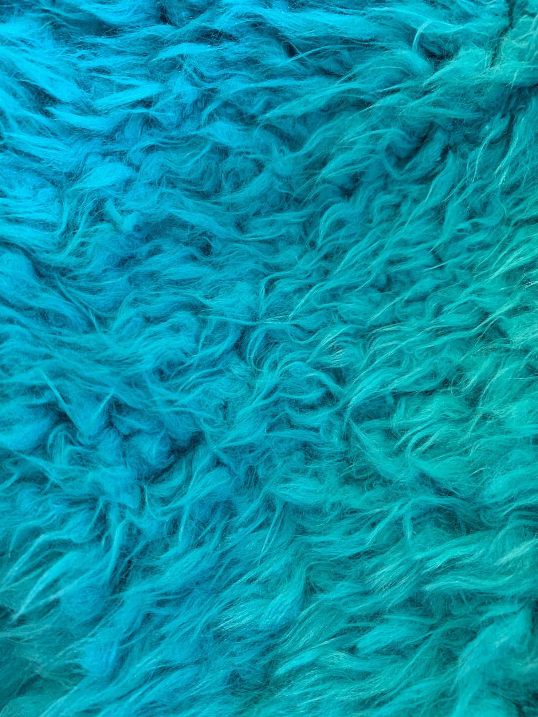 Poppy TURQUOISE Flokati Mongolian Short Pile Soft Faux Fur Fabric for ...