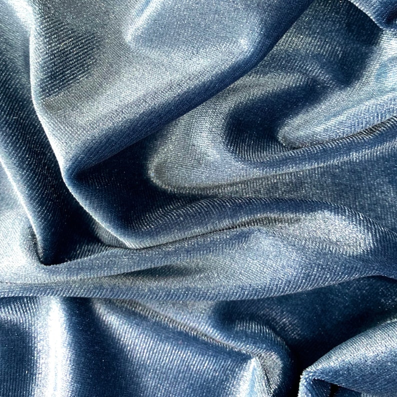Princess SLATE BLUE Polyester Spandex Stretch Velvet Fabric by - Etsy