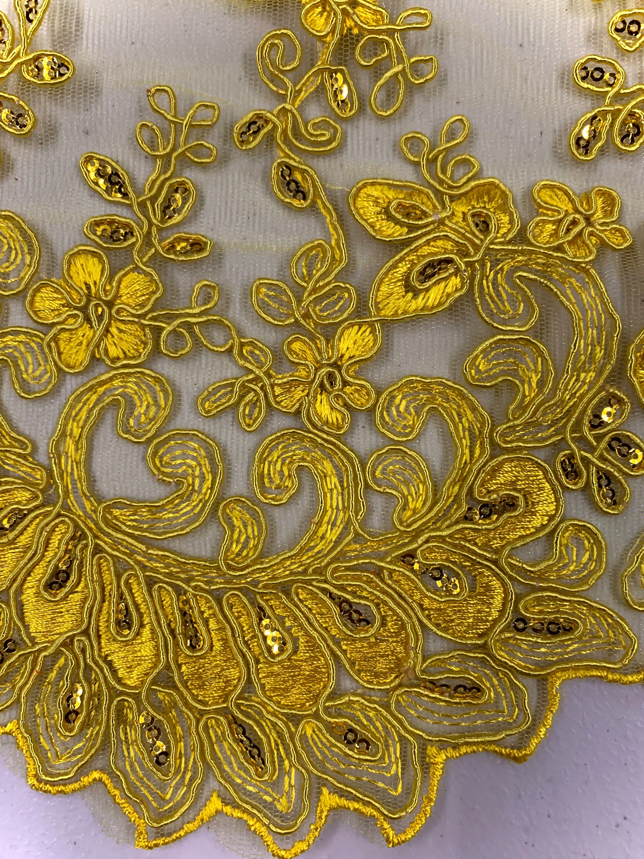 Melody BRIGHT YELLOW Polyester Floral Embroidery With Sequins - Etsy