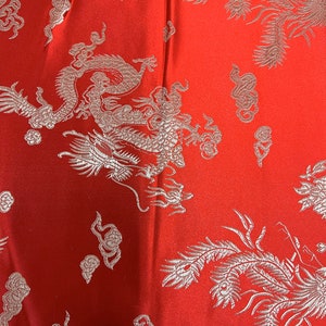 Arisa RED Gold Dragon Brocade Chinese Satin Fabric for Cheongsam/qipao ...