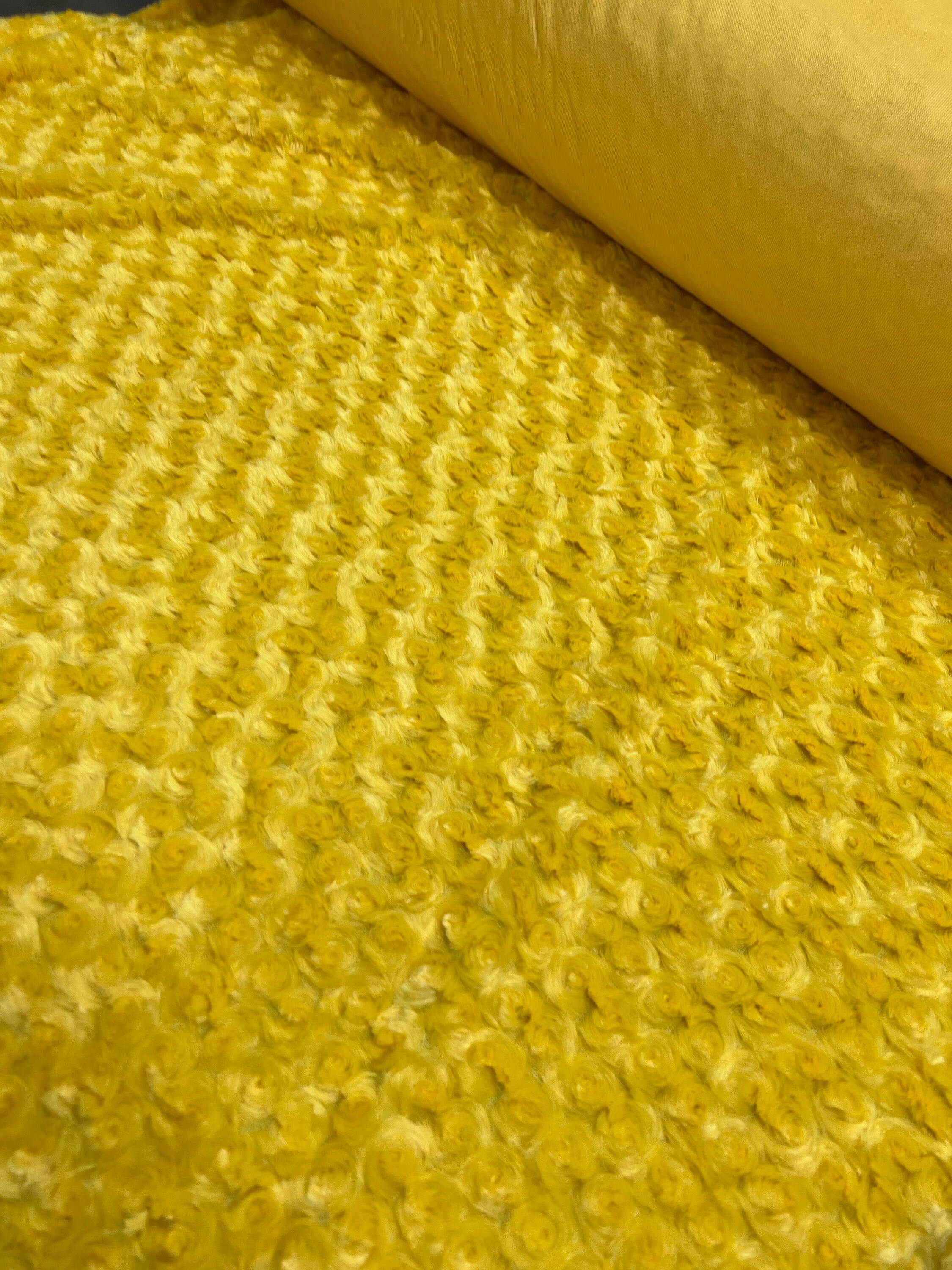 Ruth YELLOW Cuddle Minky Rosette Soft Faux Fur Fabric by the Yard ...