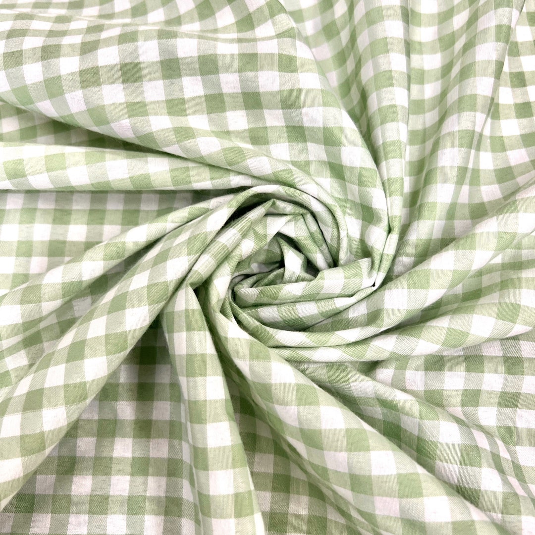 Carly SAGE Mini Checkered Gingham Poly Cotton Fabric by the Yard ...