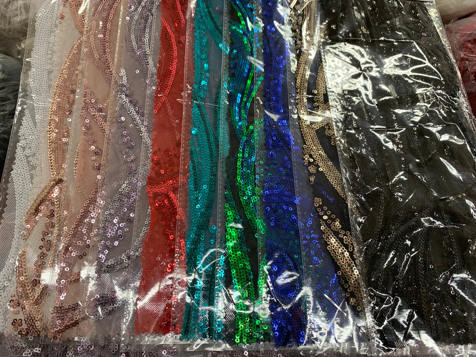 Lorelei IRIDESCENT GREEN BLUE Mermaid Swirls Sequins on Mesh Lace ...