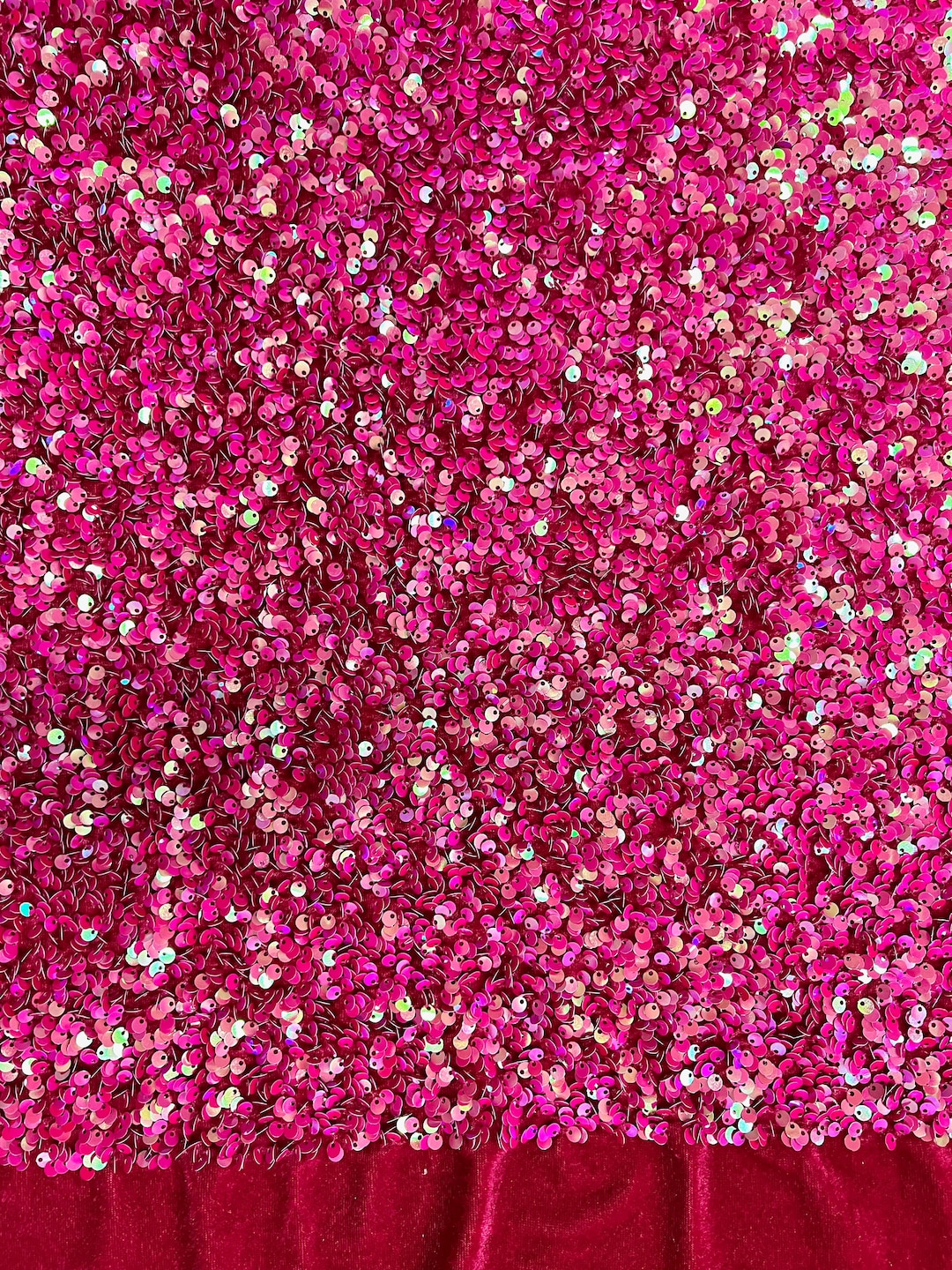 Stephanie IRIDESCENT FUCHSIA Overlap Sequins on FUCHSIA Stretch Velvet ...