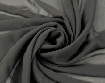 Grey Chiffon Fabric Polyester All Solid Colors Sheer 58'' Wide by the ...