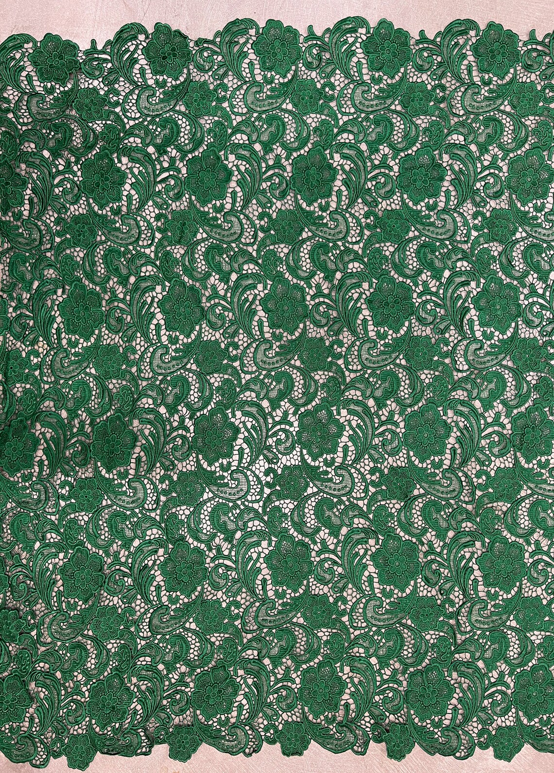 Maggie HUNTER GREEN Guipure Venice Medium Weight Lace Fabric by the ...