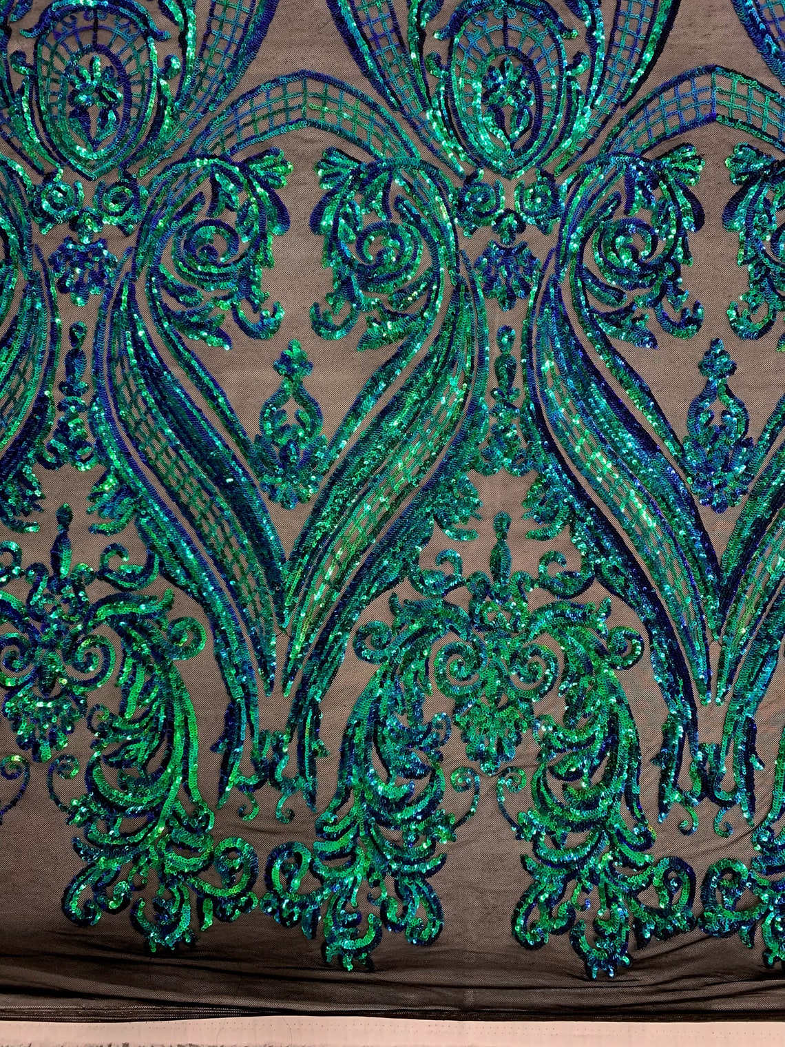 Alaina IRIDESCENT GREEN BLUE Mermaid Curlicue Sequins on Mesh - Etsy