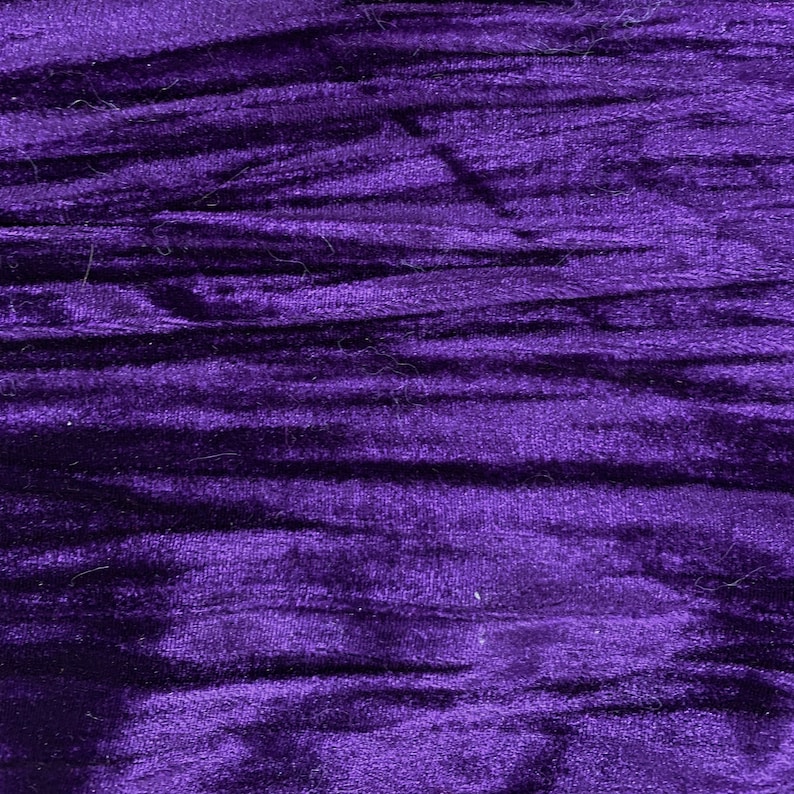 Pauline PURPLE Wrinkled Polyester Crushed Stretch Velvet Fabric by the ...