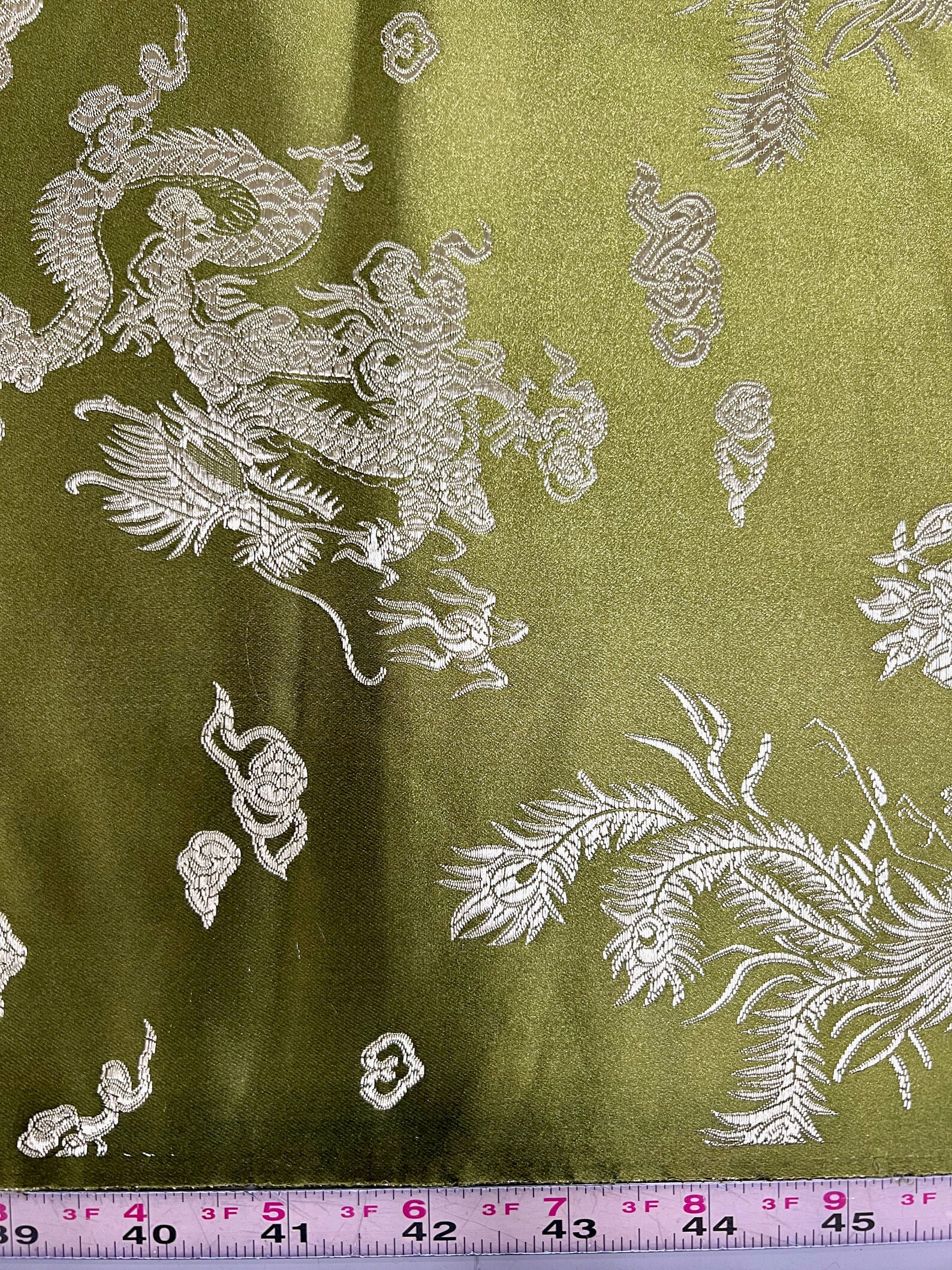 Arisa OLIVE Gold Dragon Brocade Chinese Satin Fabric for Cheongsam ...