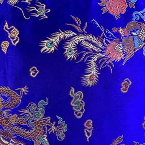 Hope ROYAL BLUE Dragon Brocade Chinese Satin Fabric by the Yard - 10040 ...