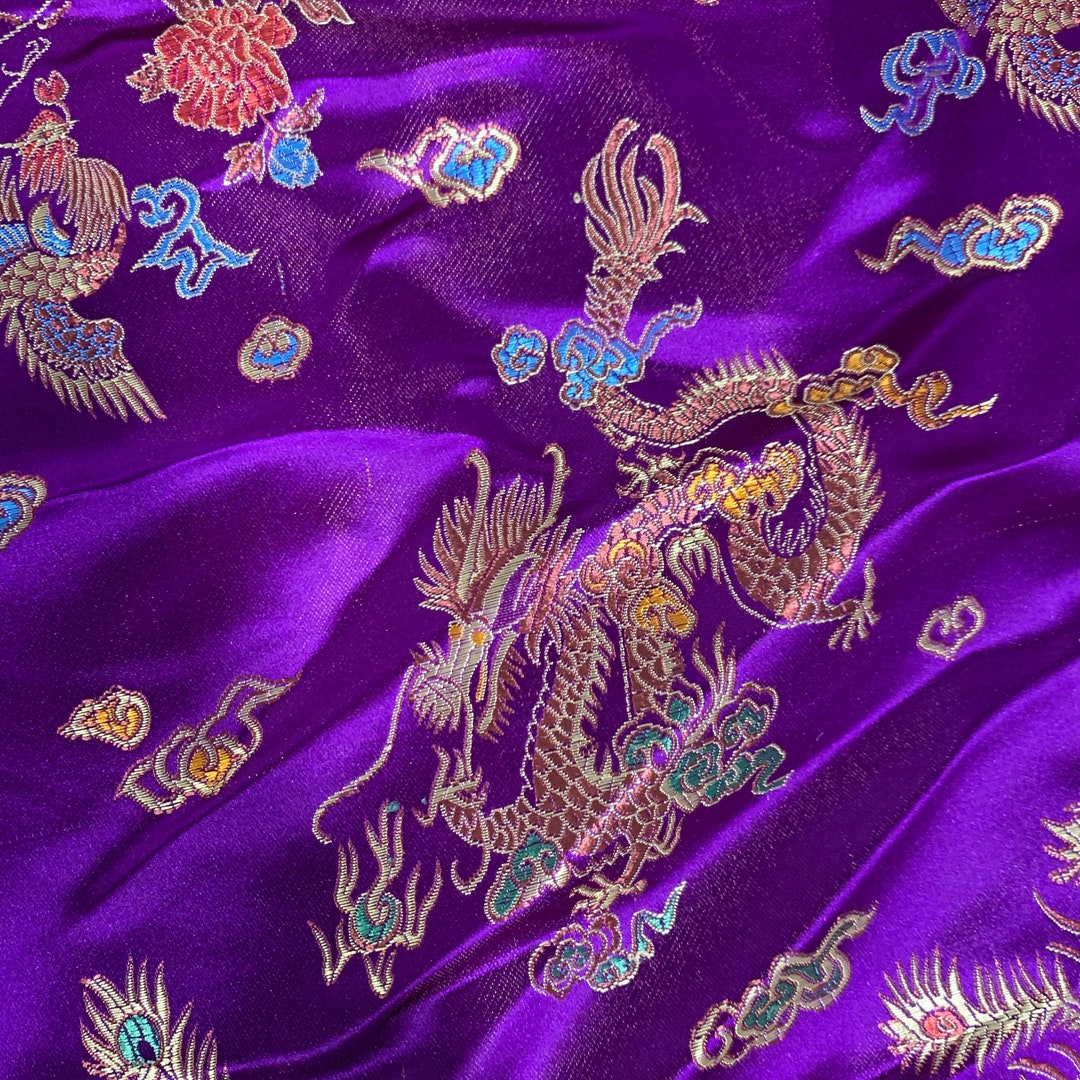 Hope PURPLE Dragon Brocade Chinese Satin Fabric by the Yard - 10040 - Etsy