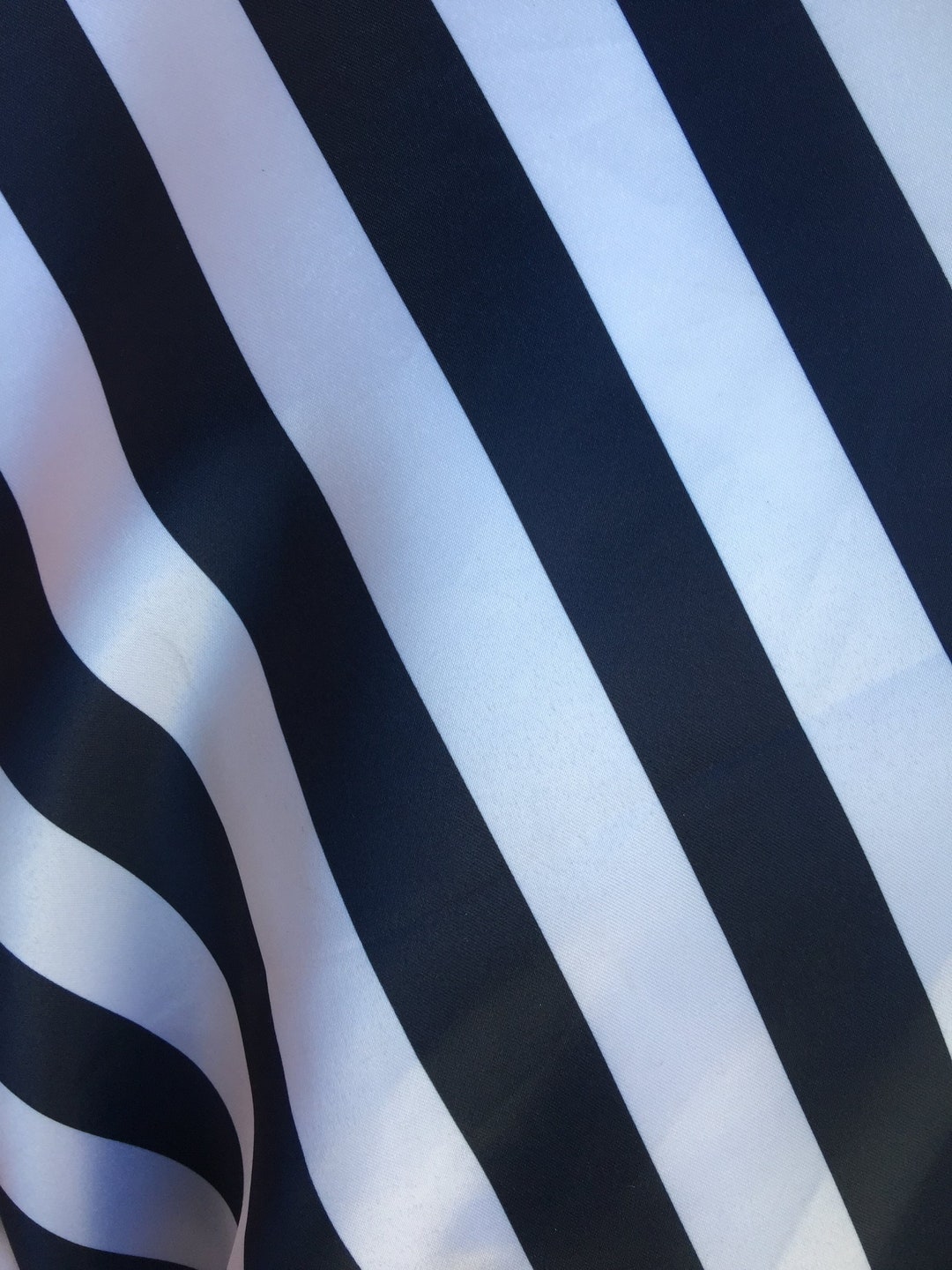 Ashlyn NAVY & WHITE 1" Stripes Pattern Polyester Heavy Matte Satin ...