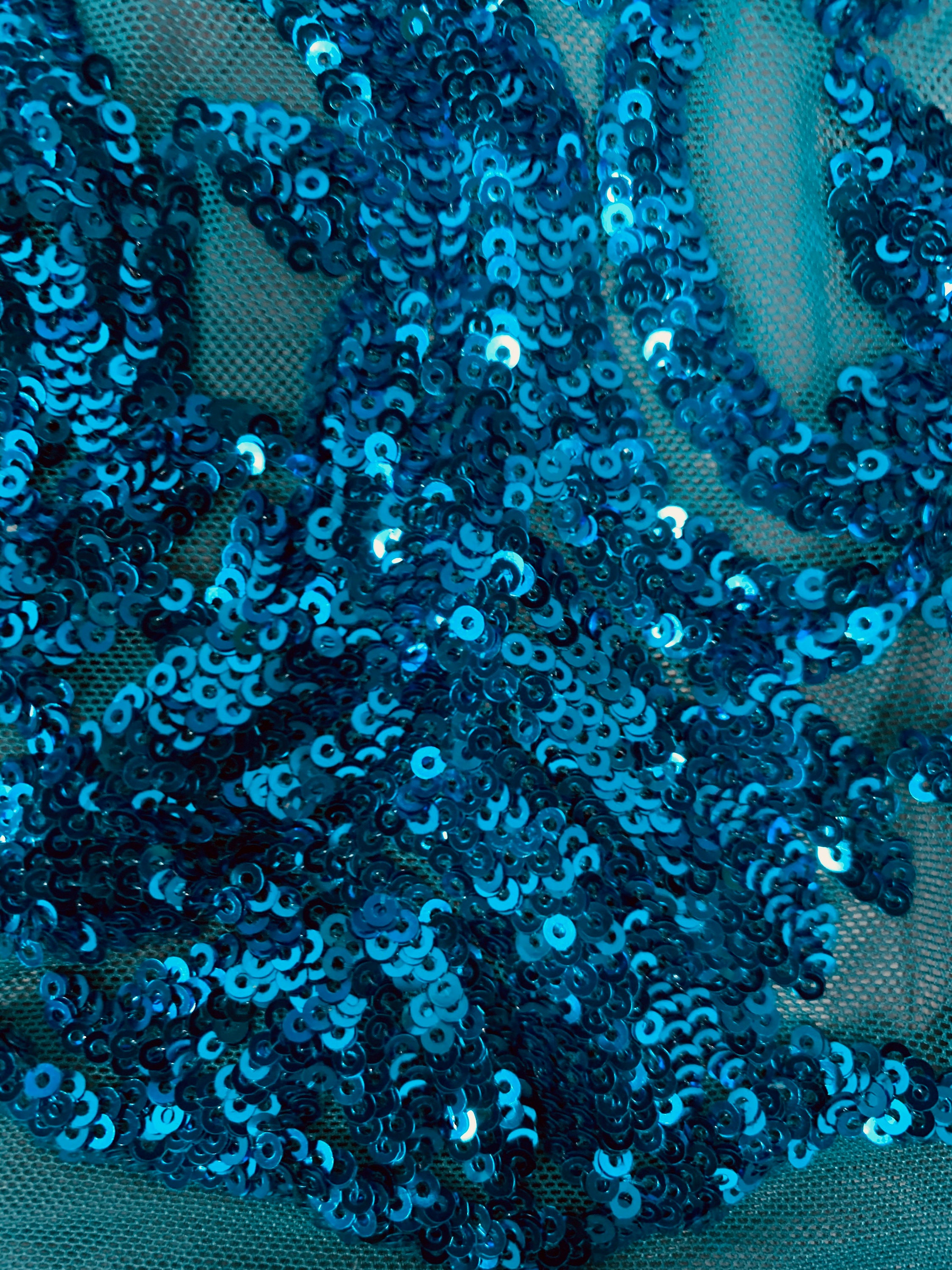 Phoebe TURQUOISE Sequins on Mesh Lace Fabric by the Yard - Etsy