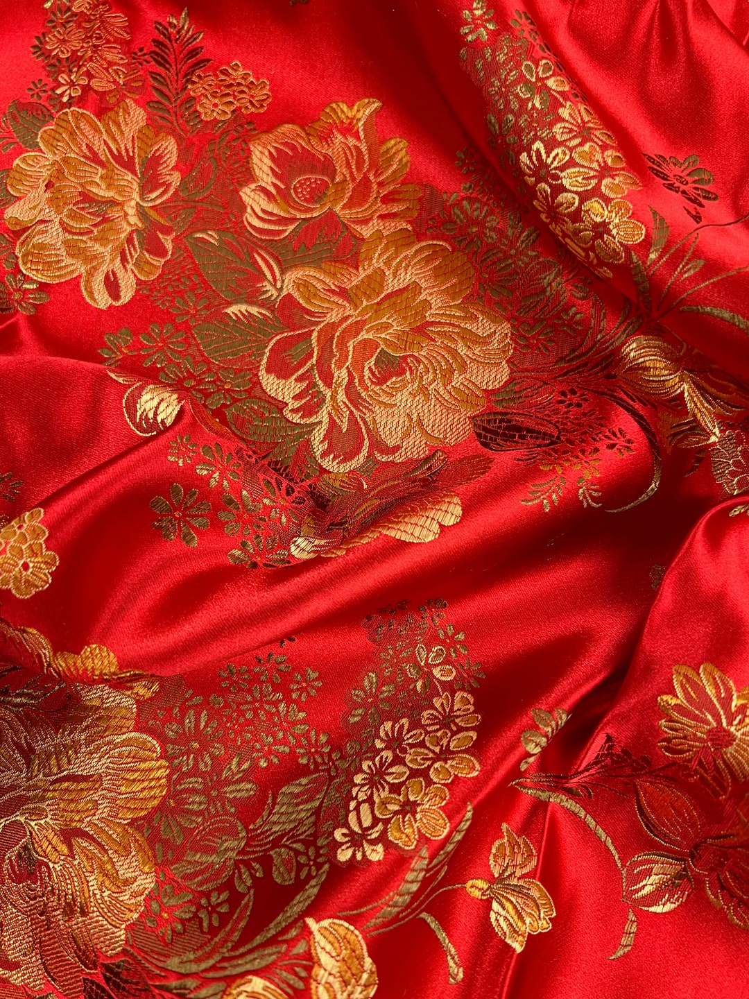 Anais RED Floral Brocade Chinese Satin Fabric for Cheongsam/qipao ...