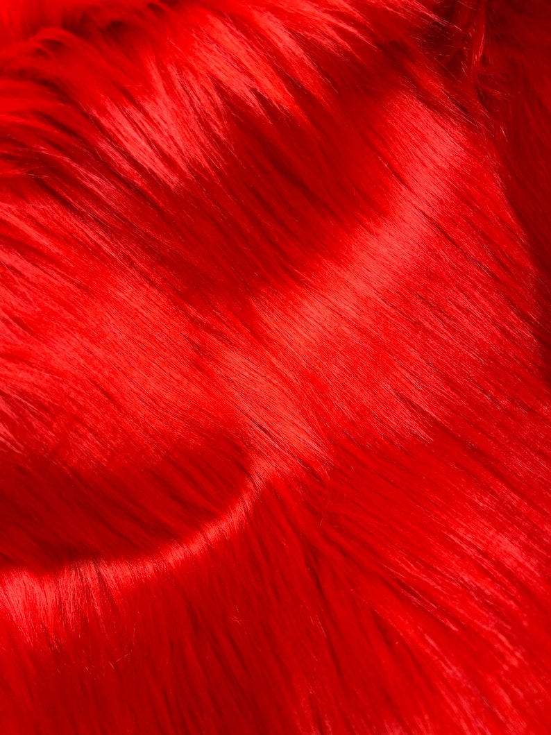 Eden RED Shaggy Long Pile Soft Faux Fur Fabric for Fursuit, Cosplay ...