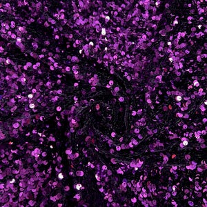 Stephanie EGGPLANT Overlap Sequins on PLUM Stretch Velvet Fabric by the ...