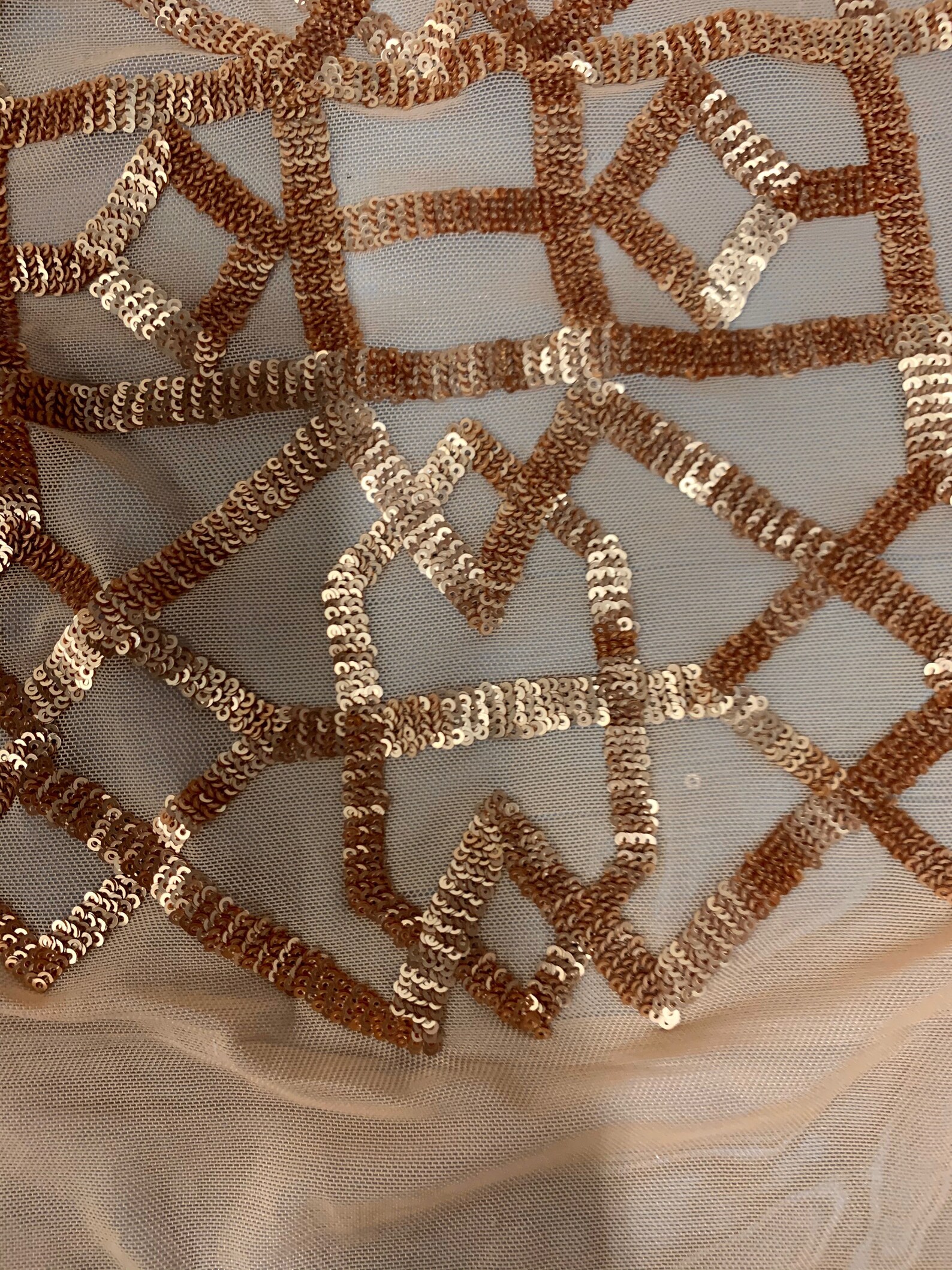 Meredith GOLD Trellis Pattern Sequins on Mesh Lace Fabric by | Etsy