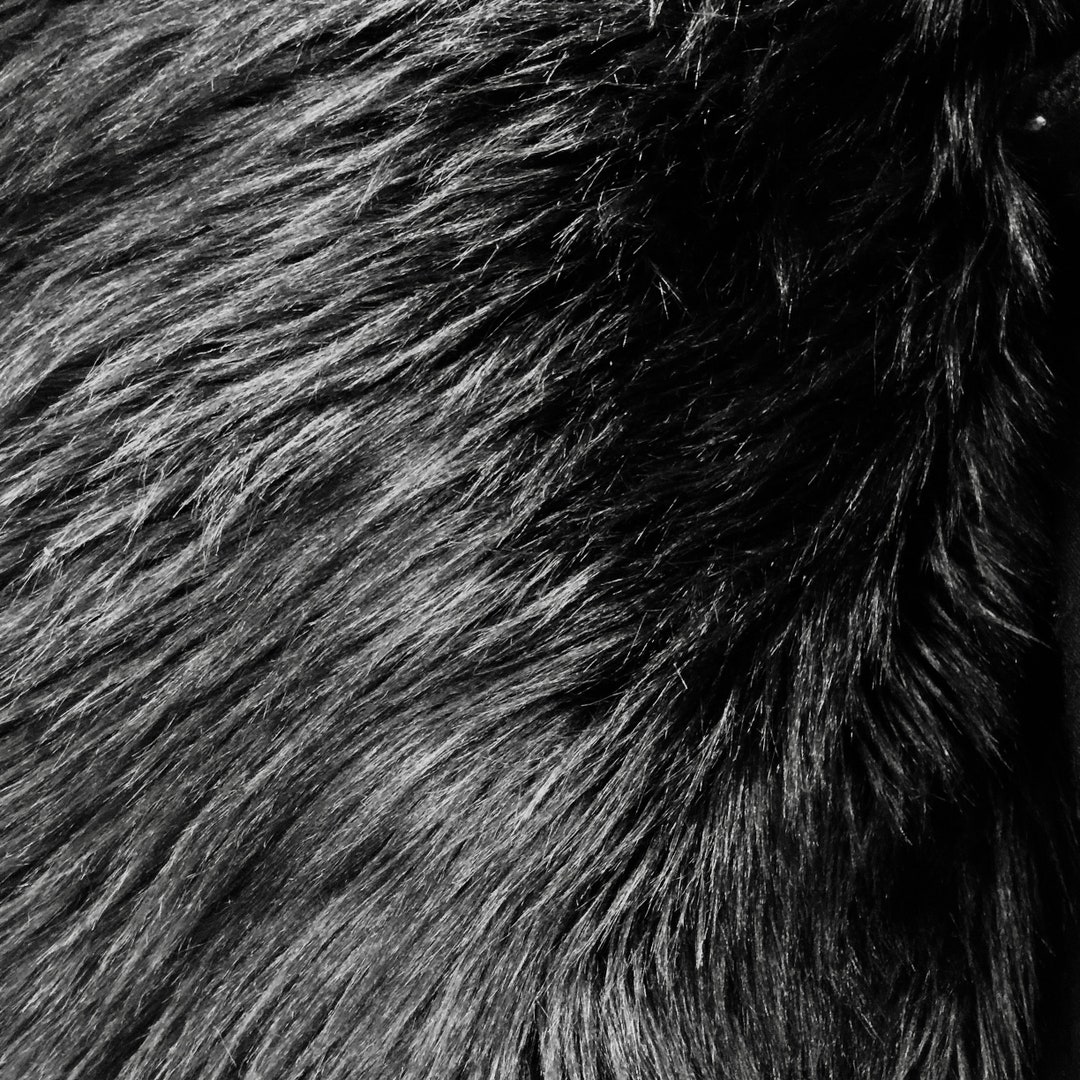 Eden BLACK Shaggy Long Pile Soft Faux Fur Fabric for Fursuit, Cosplay ...