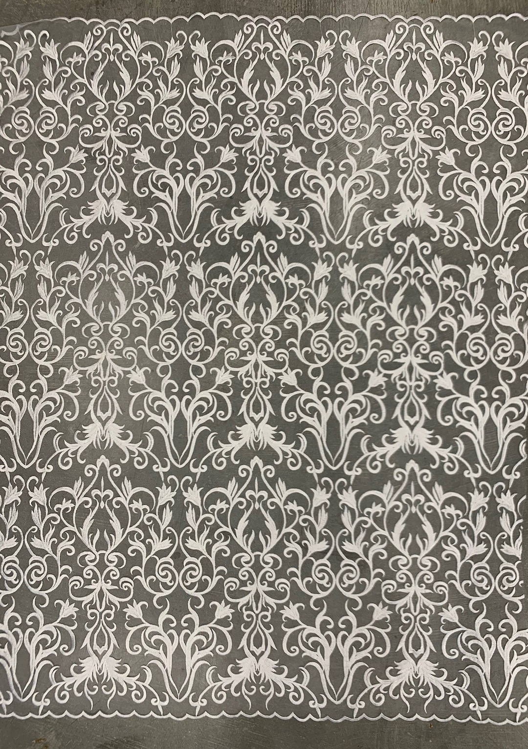 Haley WHITE Floral Swirl Embroidery on Mesh Royalty Lace Fabric by the ...