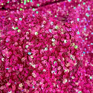 Stephanie IRIDESCENT FUCHSIA Overlap Sequins on FUCHSIA Stretch Velvet ...