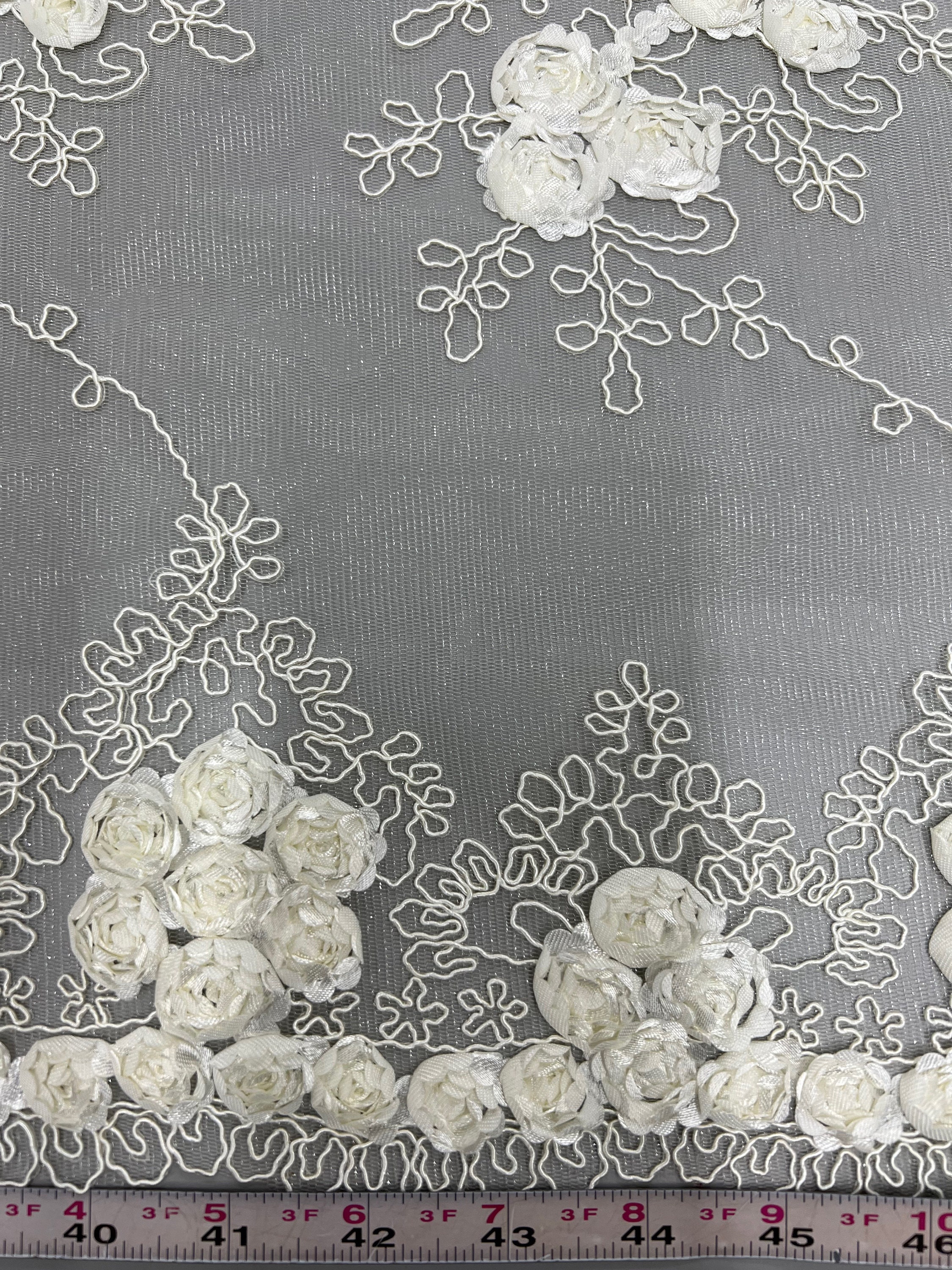 Andrea IVORY 3D Floral Matte Corded Embroidery on Mesh Lace - Etsy