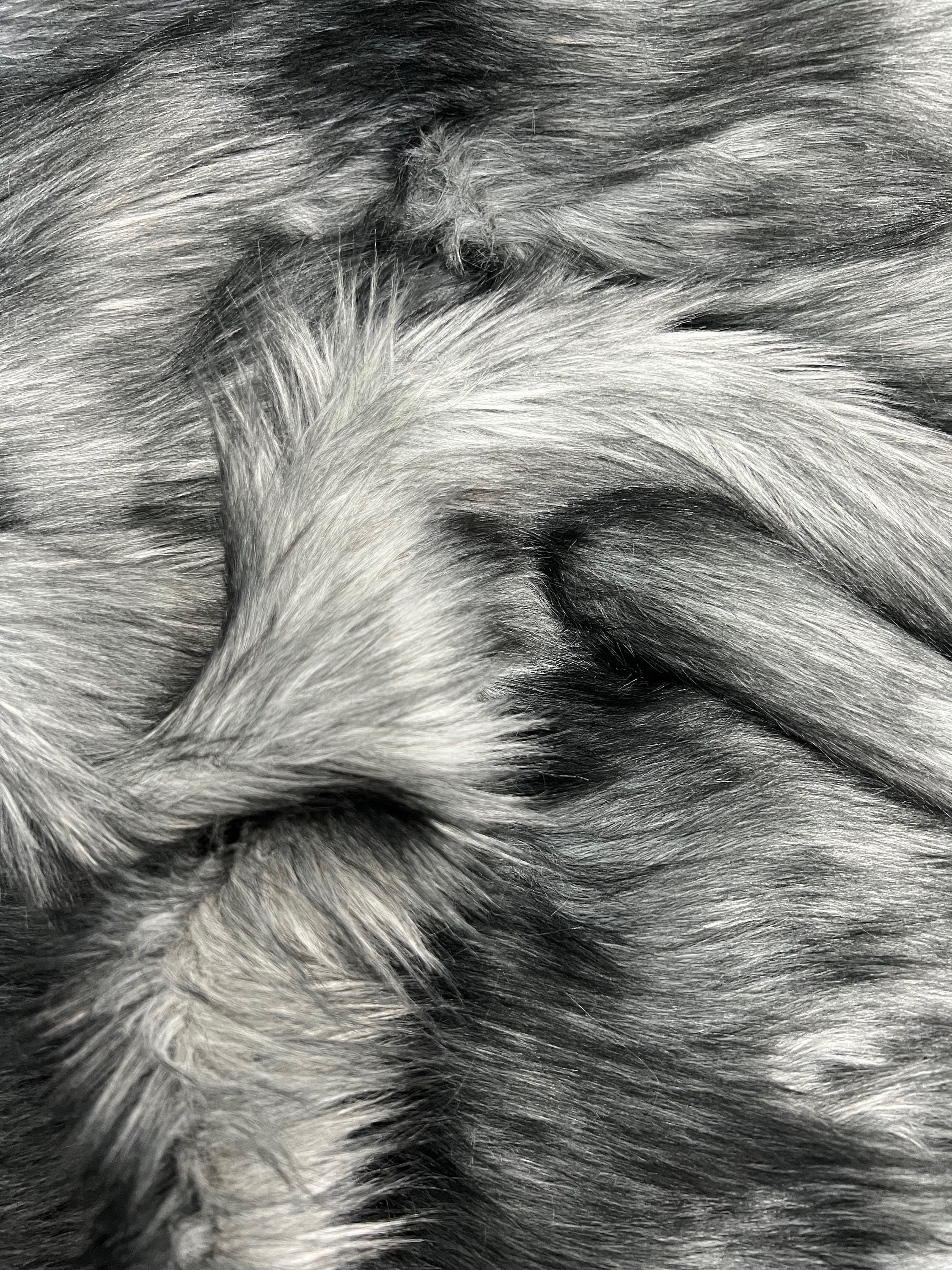 Bethany GREY BLACK Frost Mongolian Long Pile Soft Faux Fur Fabric for ...