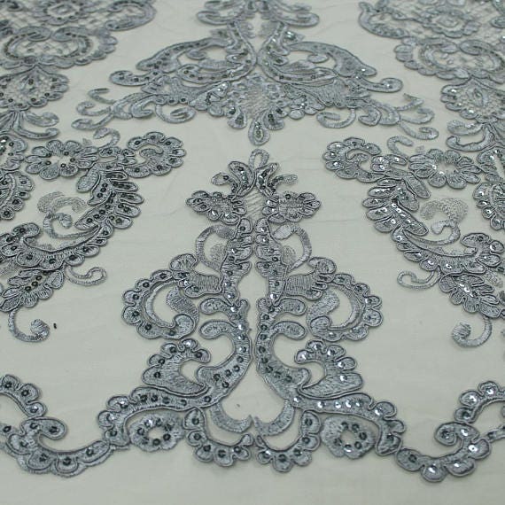 Vivian GREY Polyester Embroidery With Sequins on Mesh Lace - Etsy