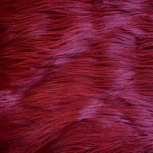 Eden BURGUNDY Shaggy Long Pile Soft Faux Fur Fabric for Fursuit ...