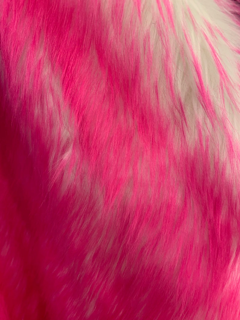 Bristol HOT PINK Tip Candy Shag Long Pile Soft Faux Fur Fabric | Etsy