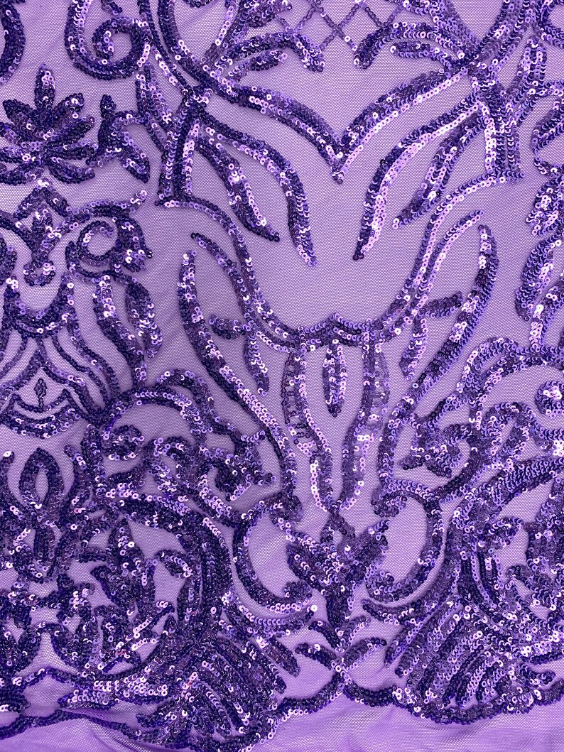 Phoebe VIOLET Sequins on Mesh Lace Fabric by the Yard 10062 - Etsy