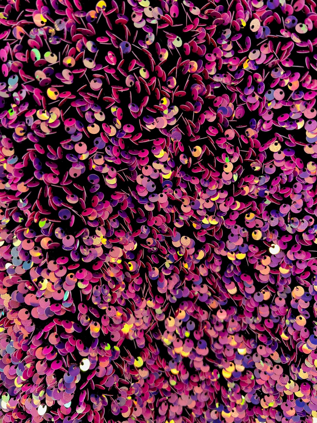 Stephanie PINK PURPLE Overlap Sequins on BLACK Stretch Velvet Fabric by ...