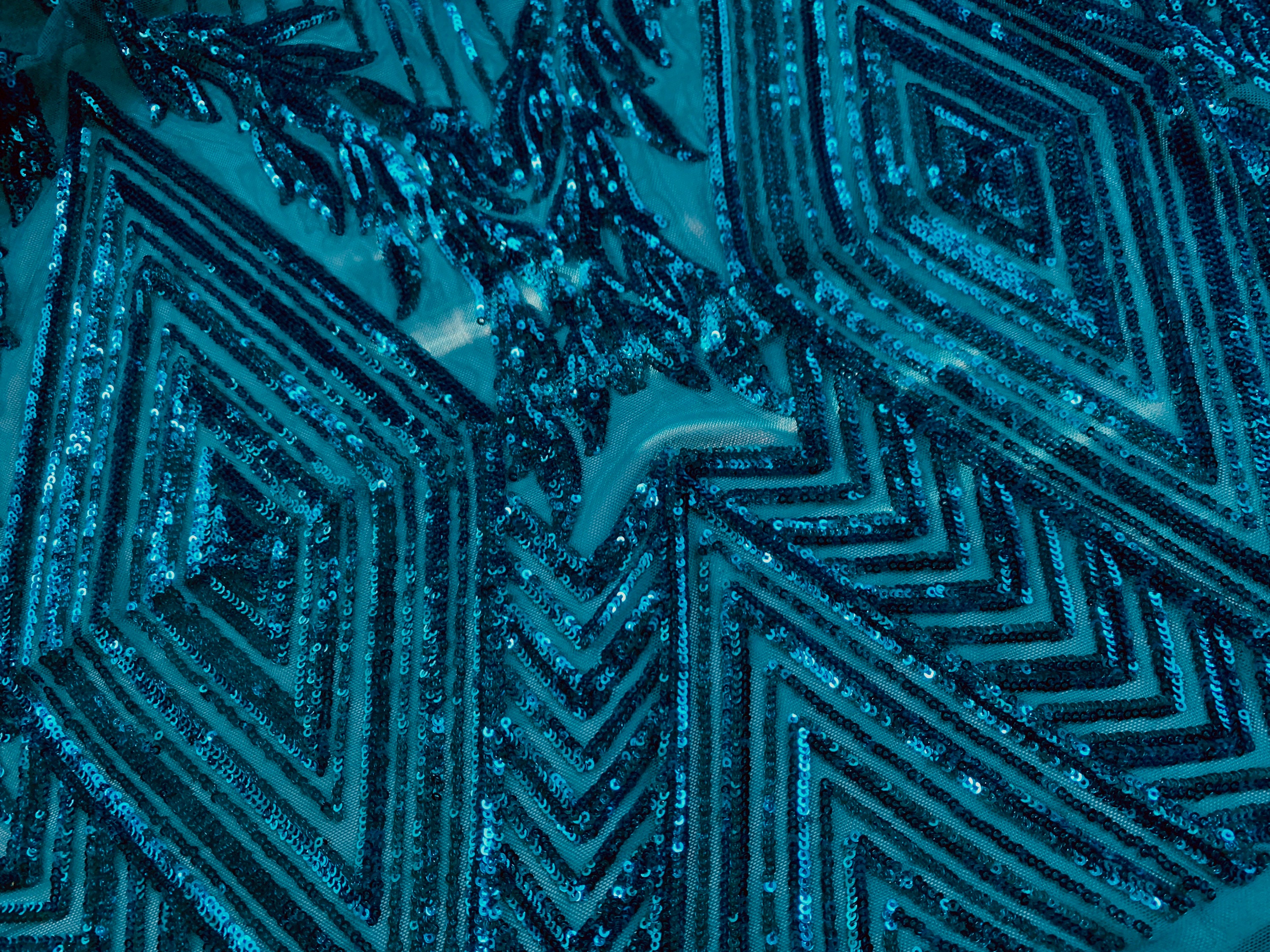 Francesca DARK TURQUOISE Vines and Diamonds Pattern Sequins on - Etsy