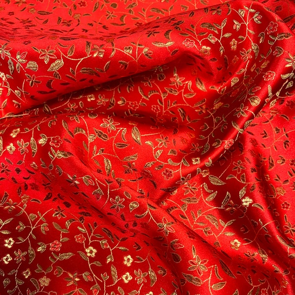 Red Gold Fabric - Etsy