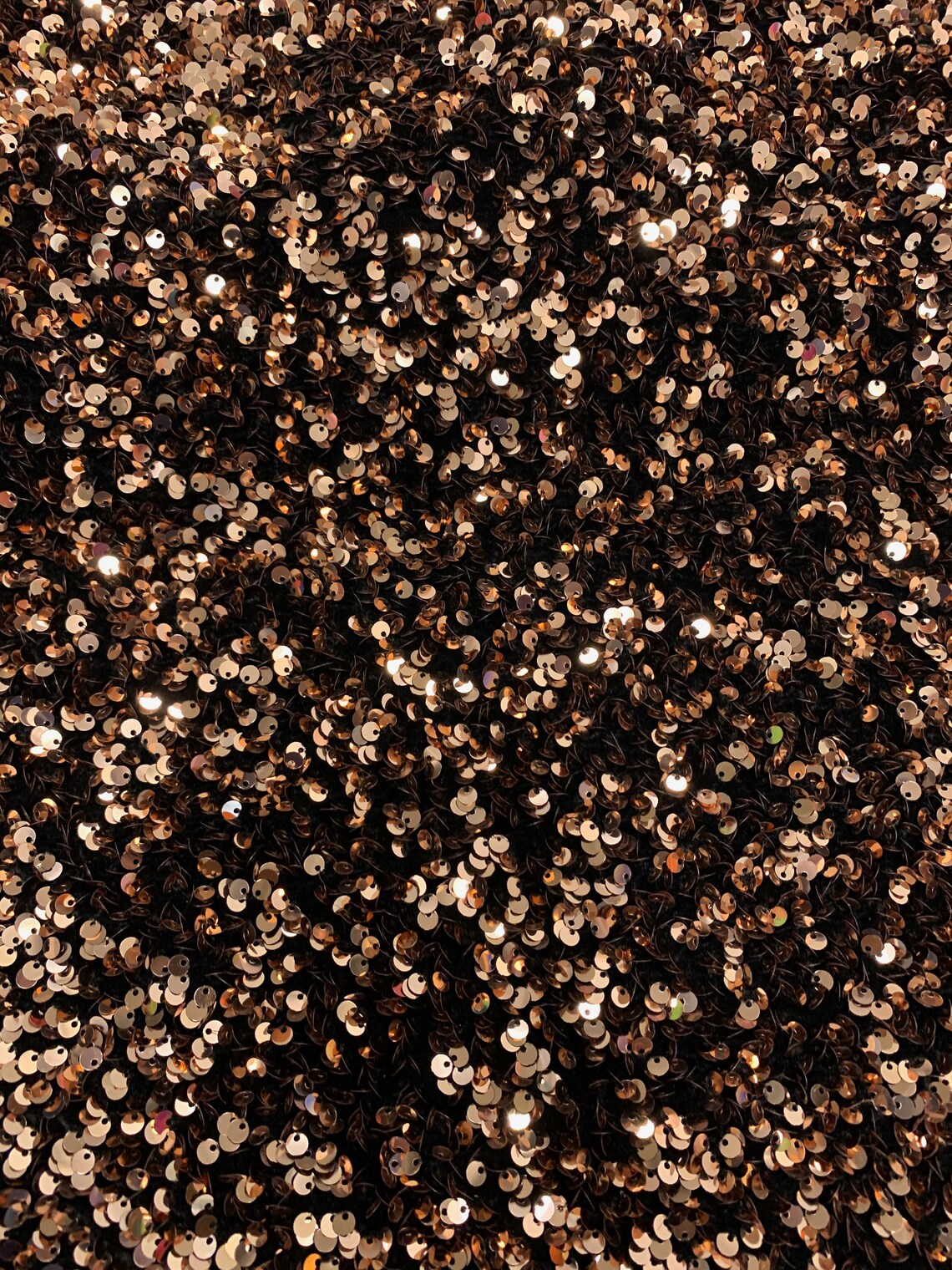Stephanie BRONZE Overlap Sequins on BLACK Stretch Velvet Fabric by the ...