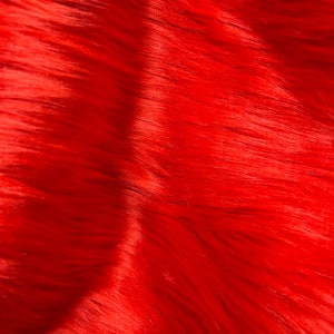 Eden RED Shaggy Long Pile Soft Faux Fur Fabric for Fursuit, Cosplay ...