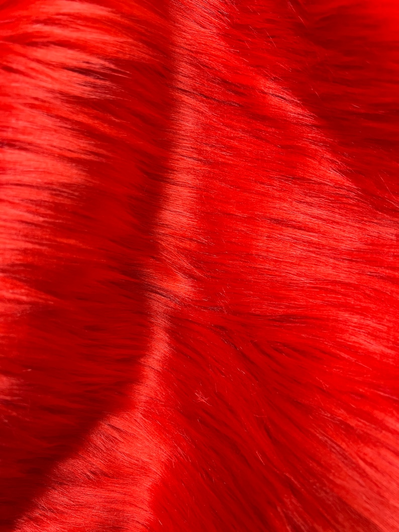 Eden RED Shaggy Long Pile Soft Faux Fur Fabric for Fursuit, Cosplay ...