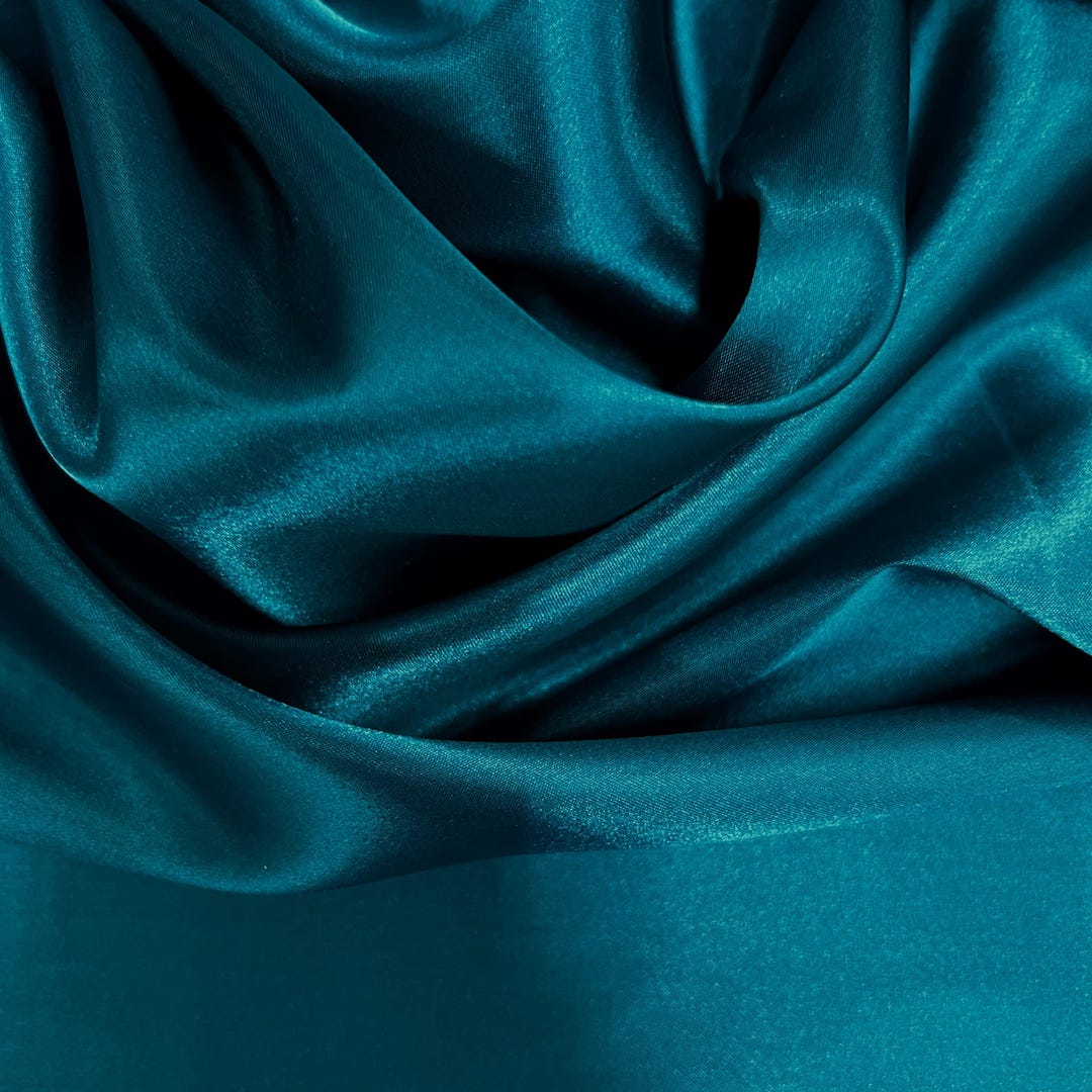 Mara DARK TEAL Polyester Charmeuse Satin Fabric by the Yard for Bridal ...